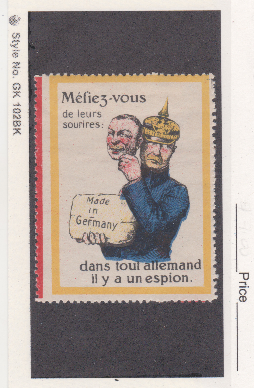 France WW1 German Soldier Beware of Their Smiles 2 Faces Poster Stamp ...