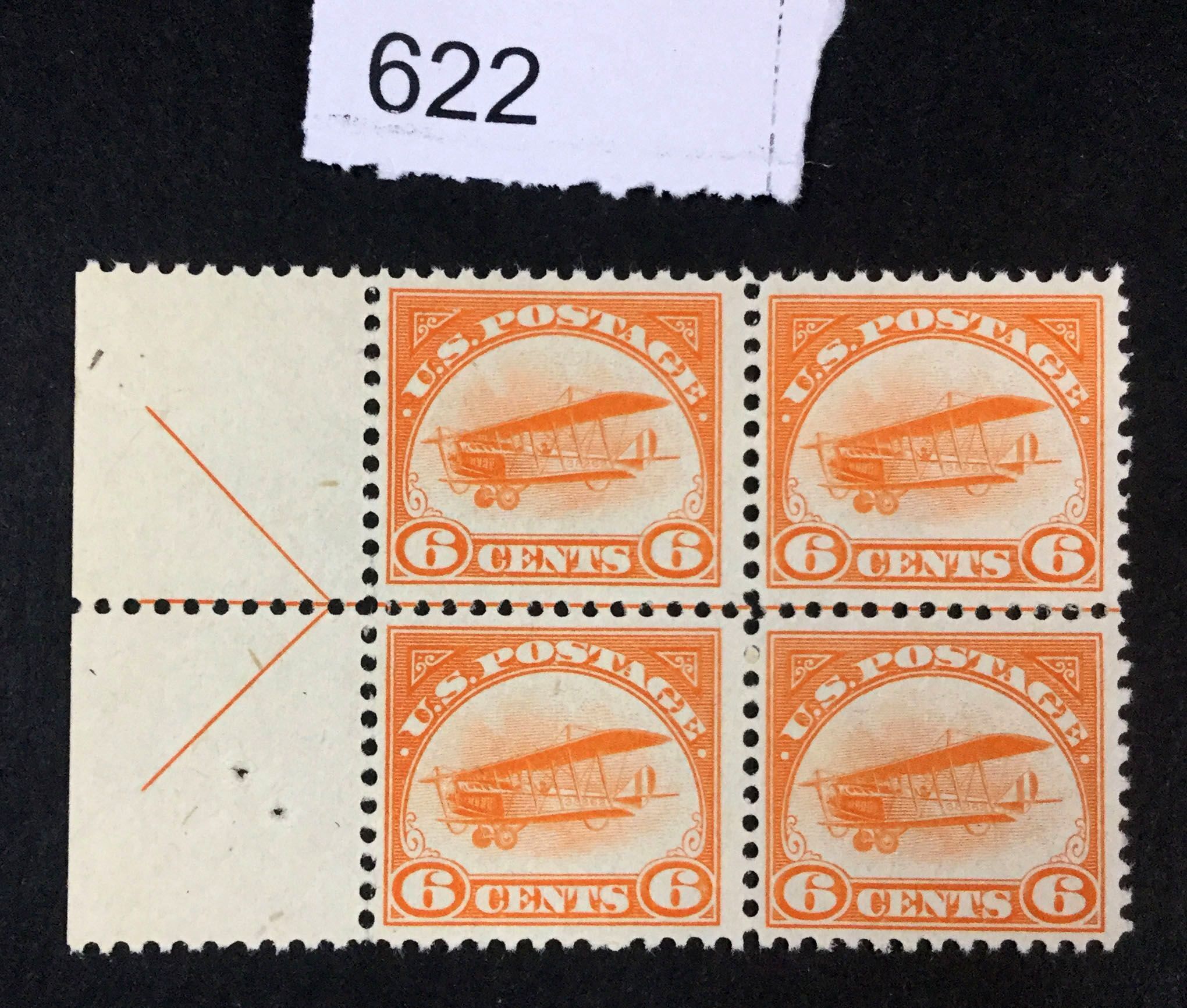 US Stamps #C1 Mint OG NH Arrow Block Post Office Fresh $440+ LOT #622 ...