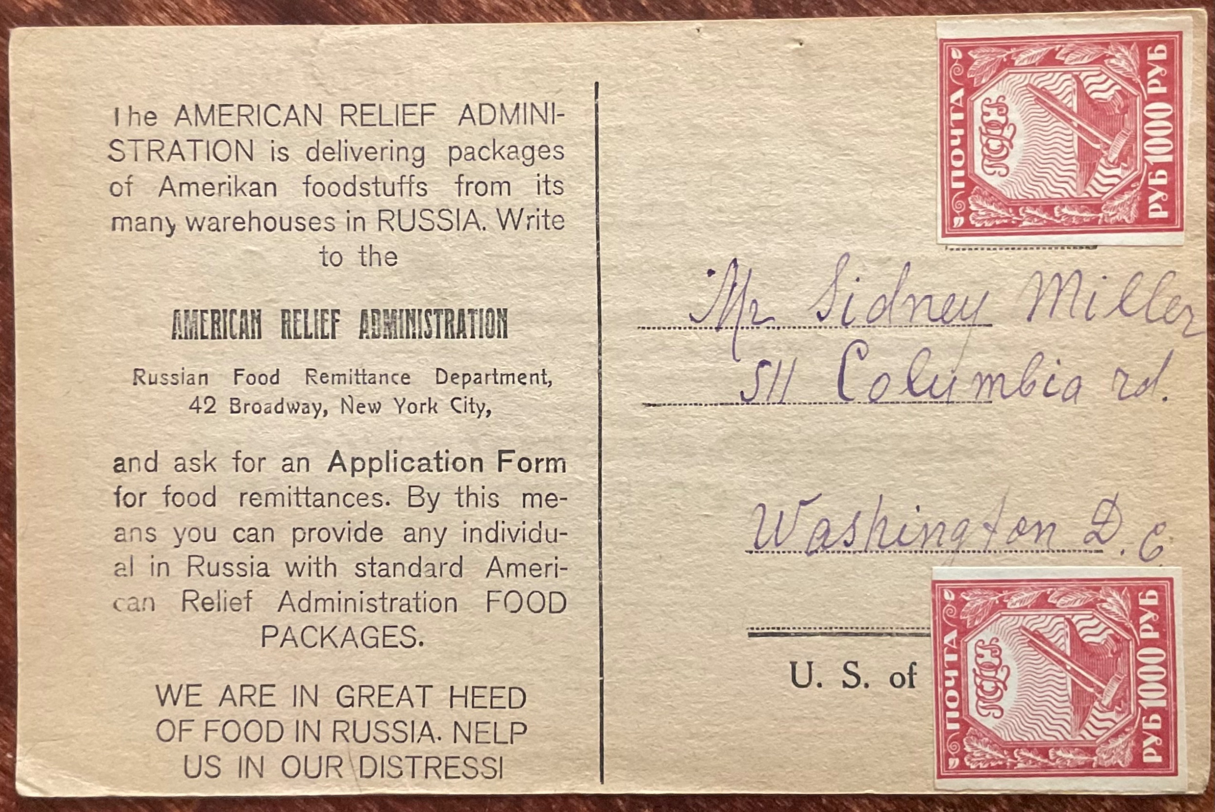 Russia #186 (2) on American Relief Administration Card Used? See ...