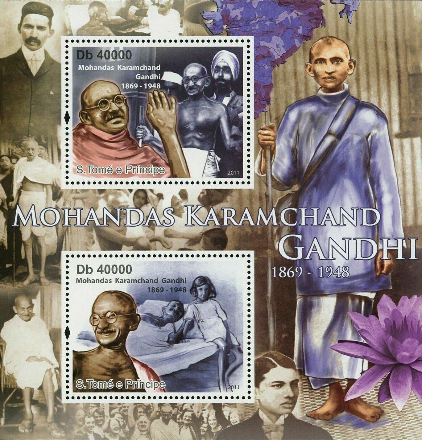 Gandhi Stamp Mohandas Karamchand Activist Historical Figure S/S MNH ...