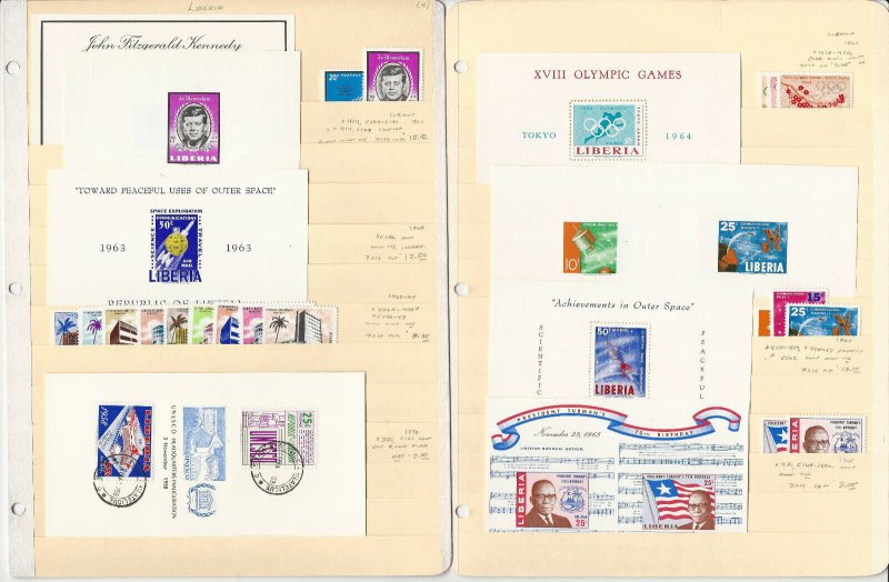 Liberia Stamp Collection, 1961-1965 Mint NH, 4 Pages, Sheets, Imperf ...