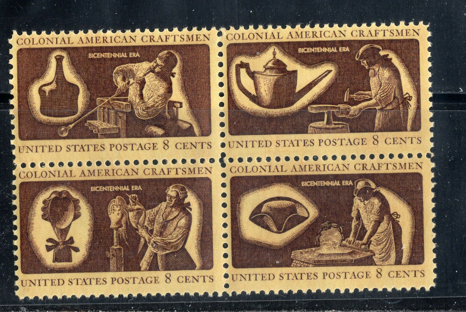 1456-1459 * COLONIAL AMERICAN CRAFTSMEN * U.S. Postage Stamps Block Of ...