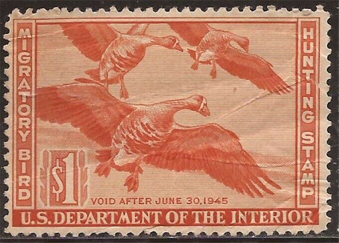 US Stamp 1944 White-fronted Geese MH w/Crease Scott #RW11 / HipStamp