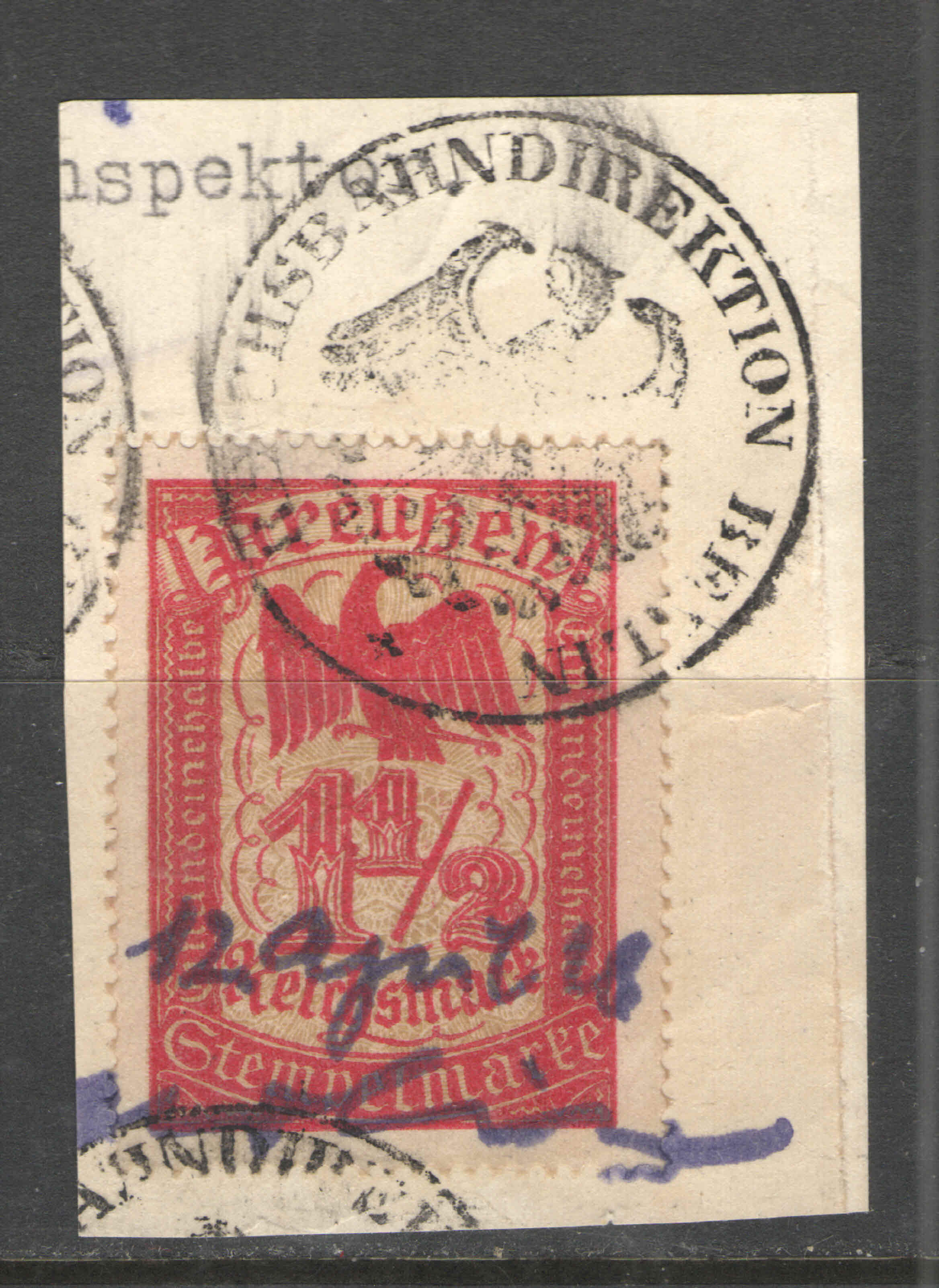 Germany/Prussia 1928 - Used on piece G Fiscal/Revenue w/Official Cxl ...