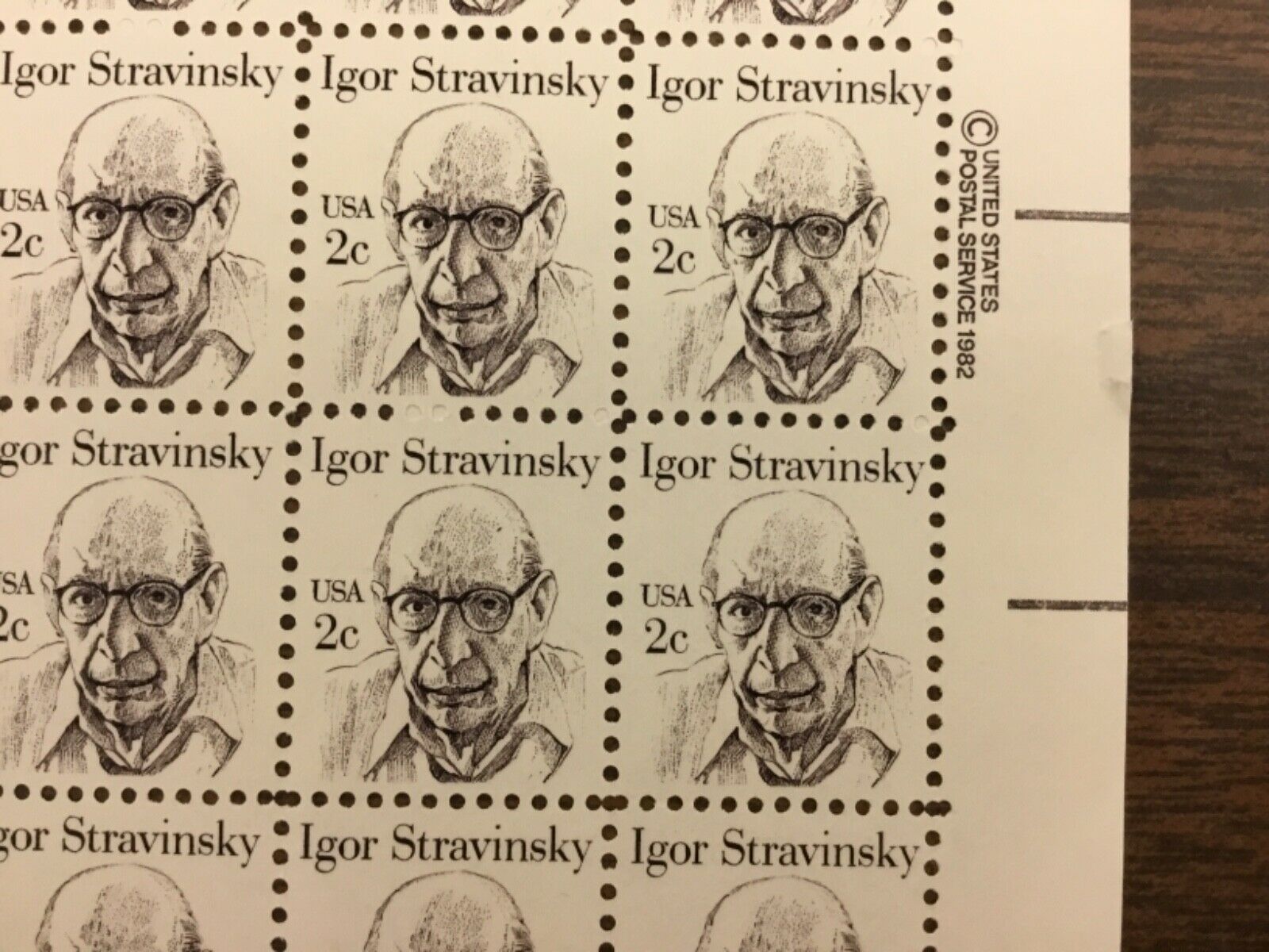 1845 Igor Stravinsky, Composer. 2 cent MNH SHEET 100. Plate Number 5 ...