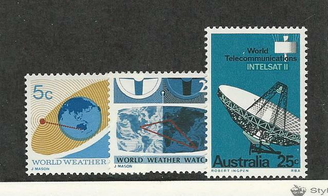 Australia, Postage Stamp, #431-433 Mint Hinged, 1968 Weather Watch ...