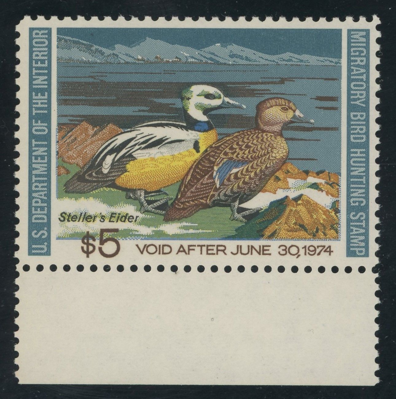 USA RW40 - 1973 Federal Duck Hunting Stamp - VF Mint nh margin single ...
