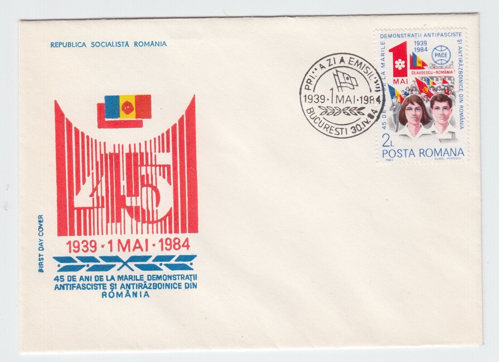 Romania 1984 Cover 1 MAY Workers DAY History First DAY Post Communism ...