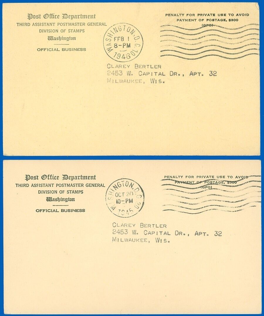 1945 DC PO DIV of Stamps OB Notice PC, Issues of Coast Guard & Merchant ...