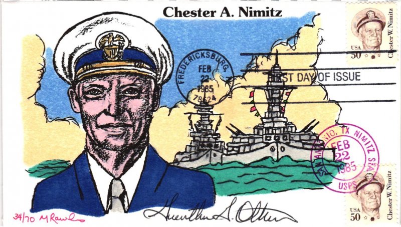 #1869 Chester Nimitz – HAND COLORED AUTOGRAPHED RAWLINS Cachet SC22a ...