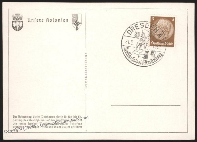 3rd Reich Germany 1939 Lost Colonies Propaganda Postcard COMPLETE SET ...