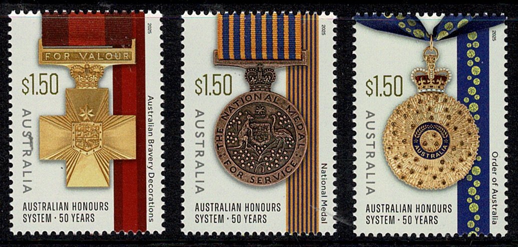 Australia 2025 50th Anniversary of Australian Honours System Set of 3 ...