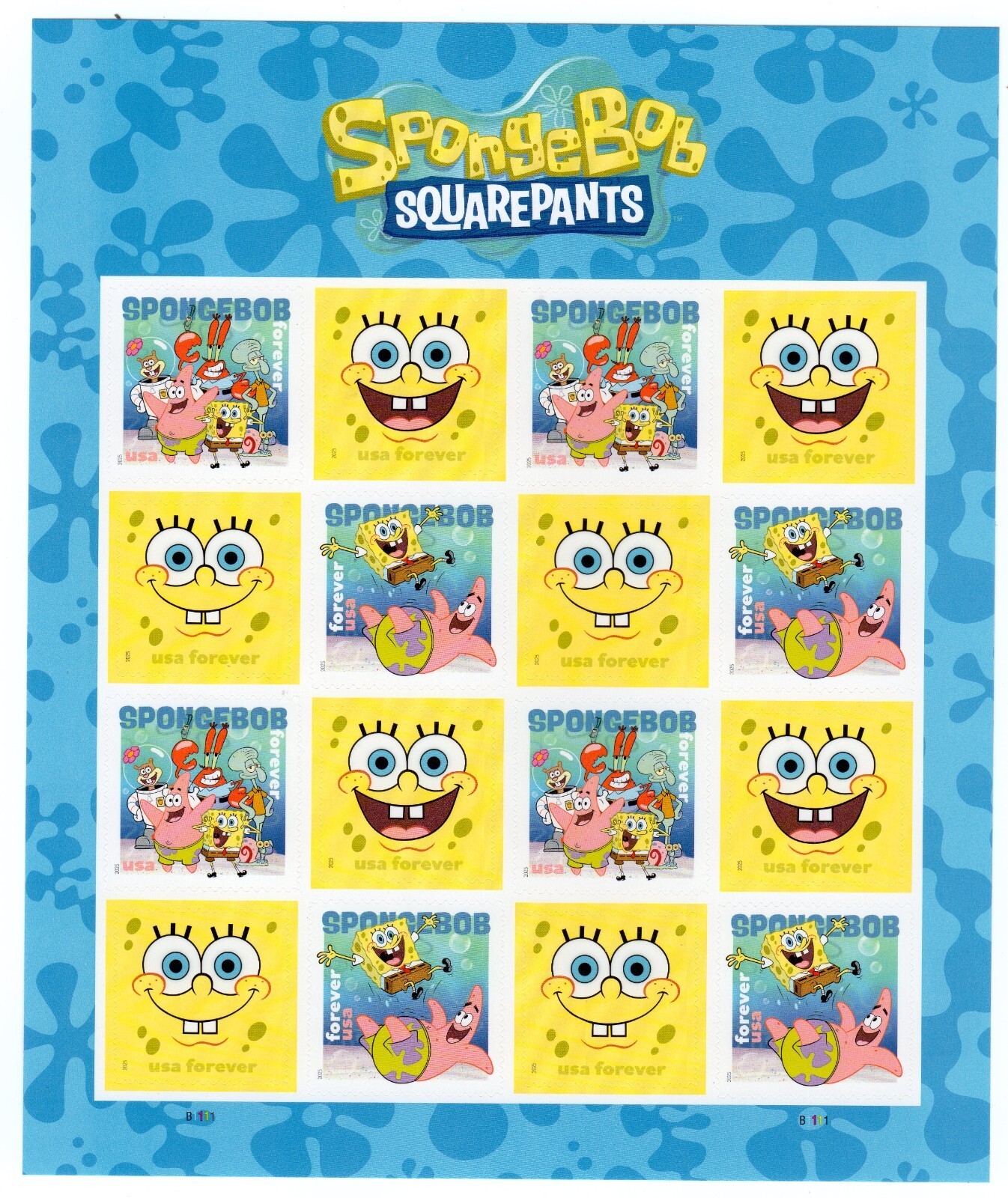 Scott #6025-6028a SpongeBob SquarePants Sheet of 16 Forever Stamps ...