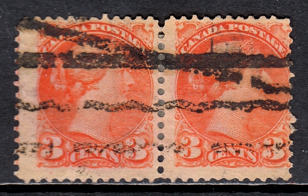 Canada - Bar Precancel #S-41-D - Pair - Repaired tear UL, left stamp ...