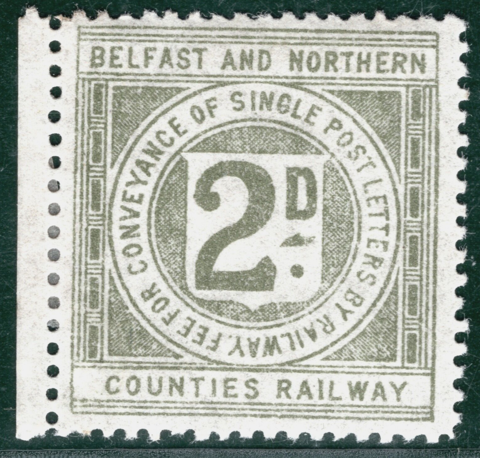 GB Ireland B&NCR Railway Letter Stamp 2d BELFAST NORTHERN COUNTIES MM ...