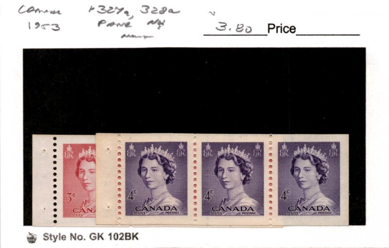 Canada, Postage Stamp, #327a, 328a Pane Mint NH, 1953 Queen Elizabeth ...