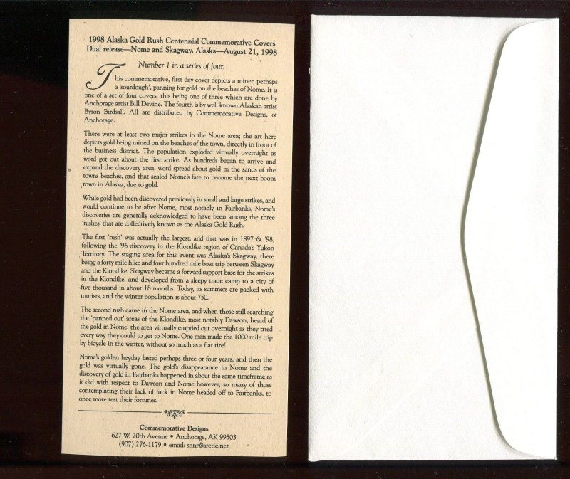 Alaska Governor Tony Knowles Signed Klondike Gold Rush Cover Lv4456 ...