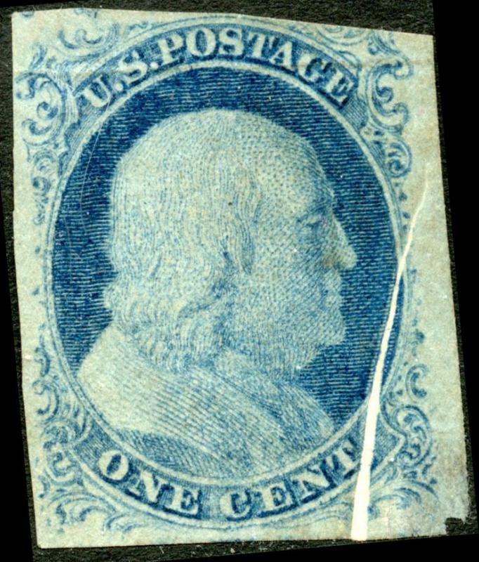 #9 VAR Pre-Print Paper Fold on Unused Rare Stamp W/ Small Flaws Bn3264 ...