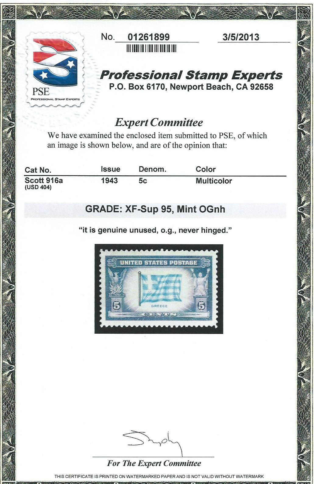 916a Greece Overrun Country XF-Superb 95 Mint OGNH stamp | United ...