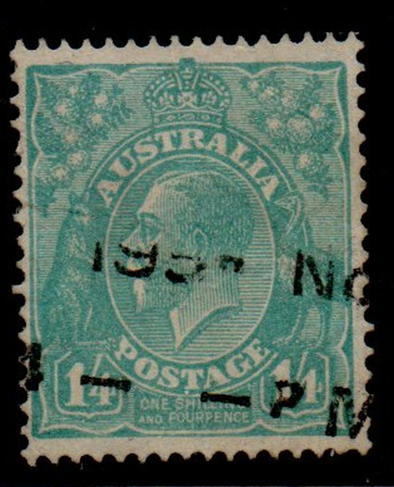 Australia Sc 76 1928 1/4d pale turquoise blue George V stamp used ...