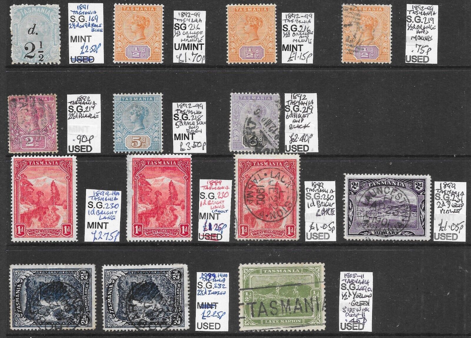 Australia - Tasmania S/Sheet Containing 14 Mint/Used Stamps Ptsa £22 ...