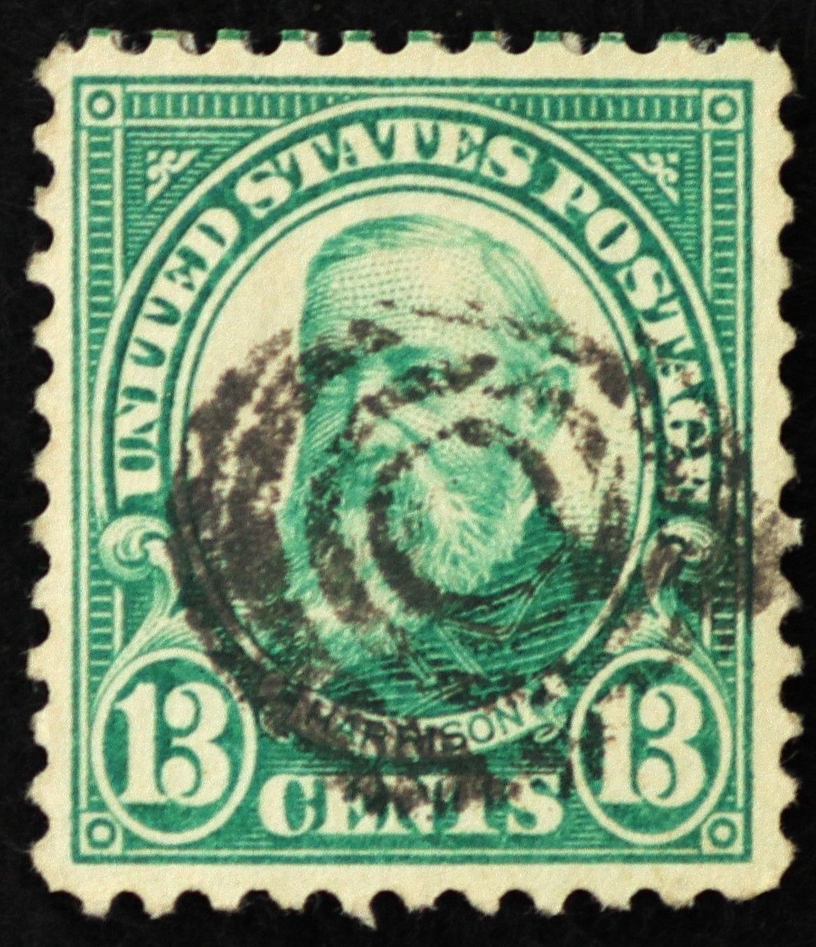 U.S. Used Stamp Scott #622 13c Harrison. XF - Superb. Target Cancel. A ...