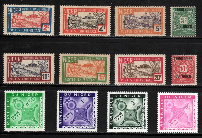 Niger ~ 12 Different Postage Due Stamps ~ Mixed Condition & Hinge ...