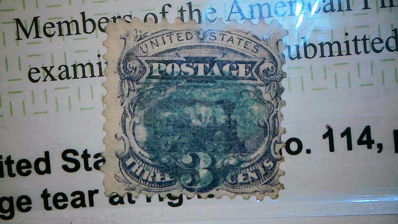 1869 United States Scott# 114 pressed Grill, Large Tear at Right Cert ...