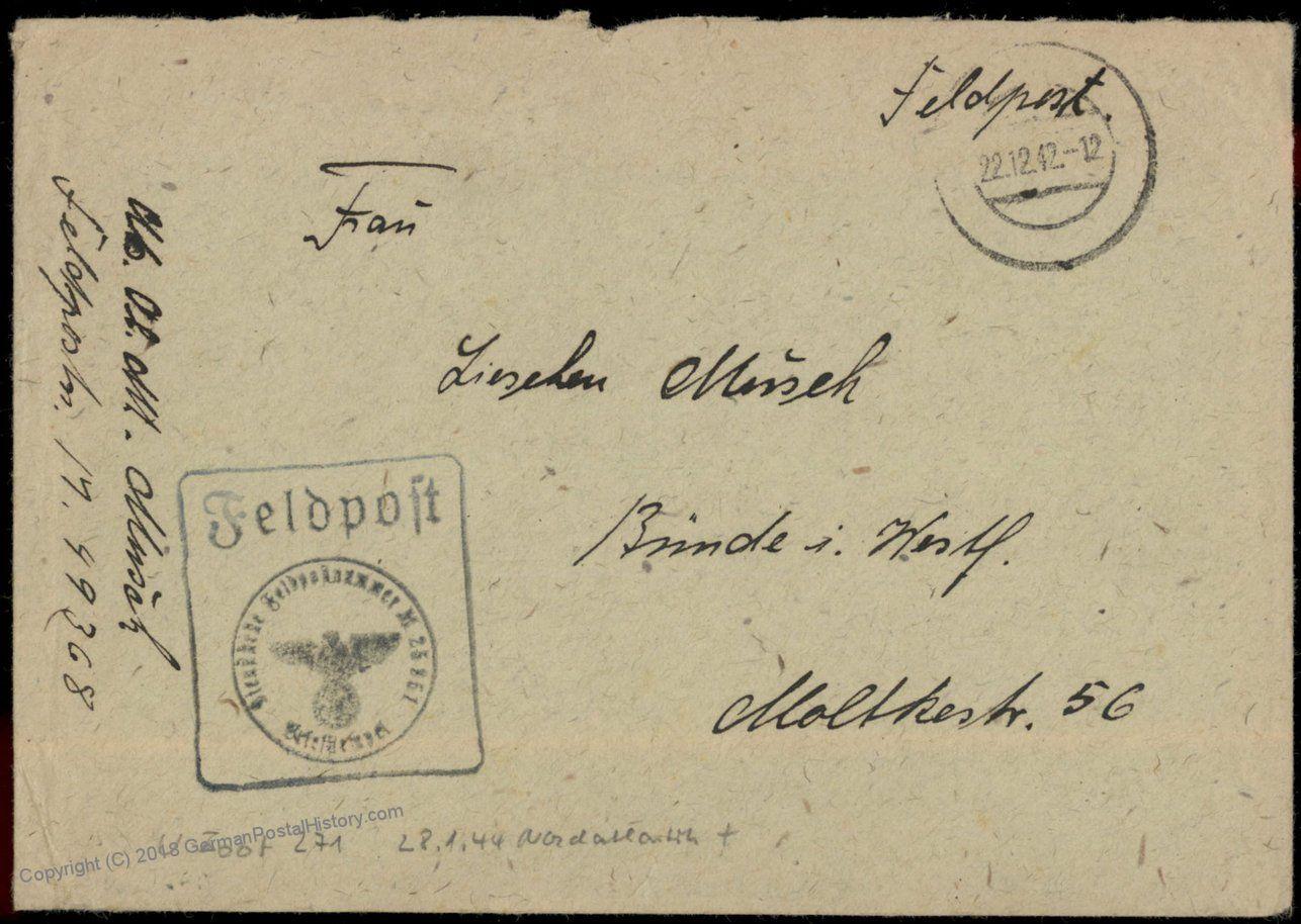 German WWII Submarine UBoot U271 Feldpost Brest US Navy Ireland 76901 ...