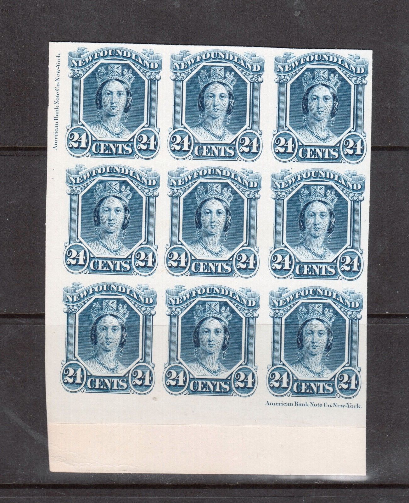 Newfoundland #31P Extra Fine Imprint Proof Block Of Nine India Paper On ...