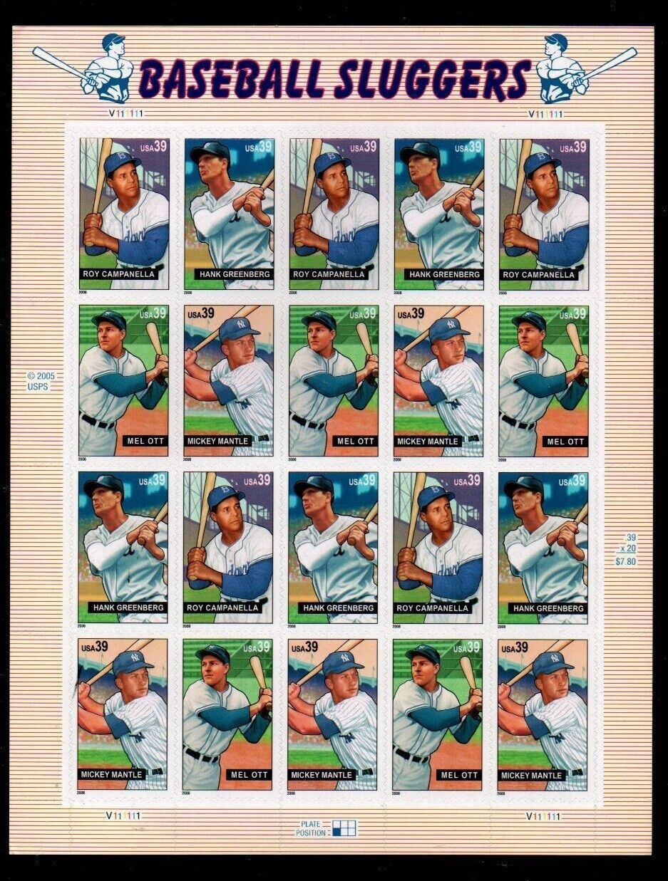 ALLY'S STAMPS US Scott #4080-3 39c Baseball Sluggers - Pane [20] MNH ...
