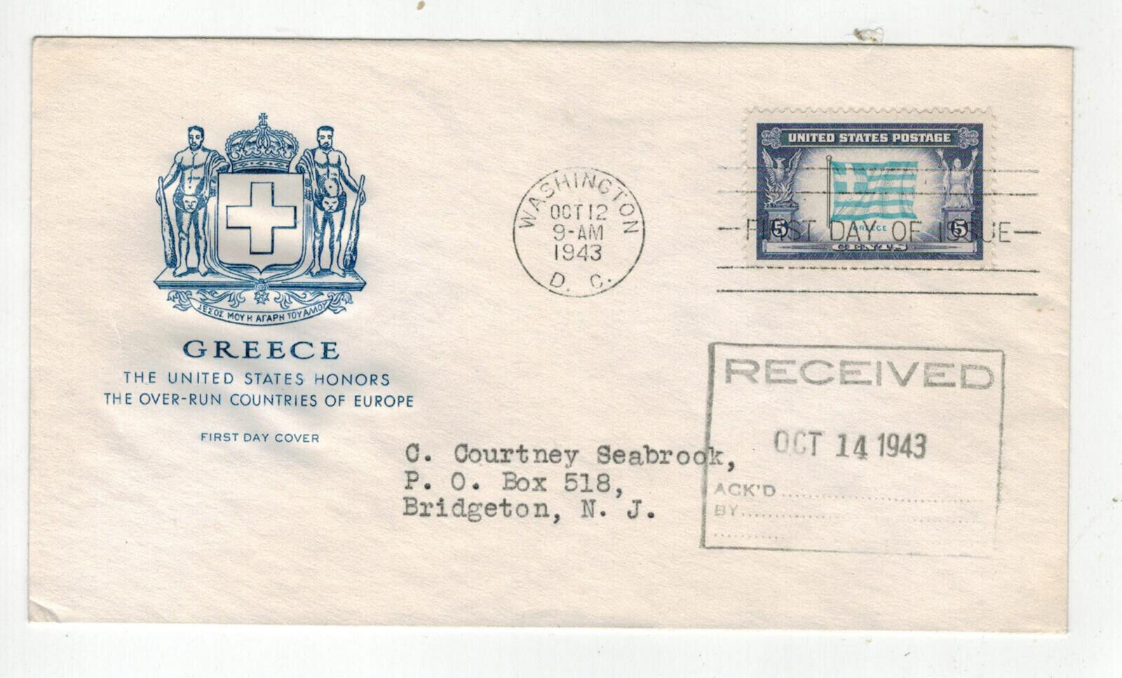 Patriotic Farnam WW2 Overun Countries 916 Greece & Received Marking ...