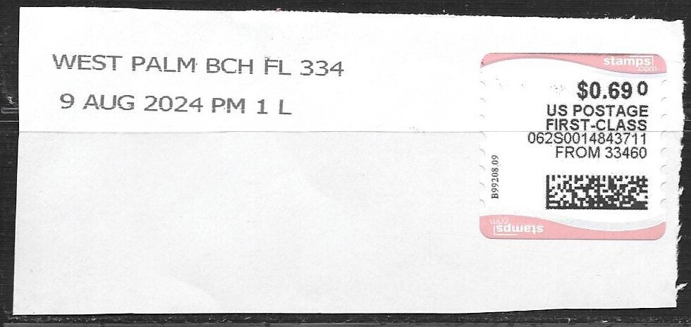 US #not listed 69c Computer Vended Postage from Stamps.com | United ...