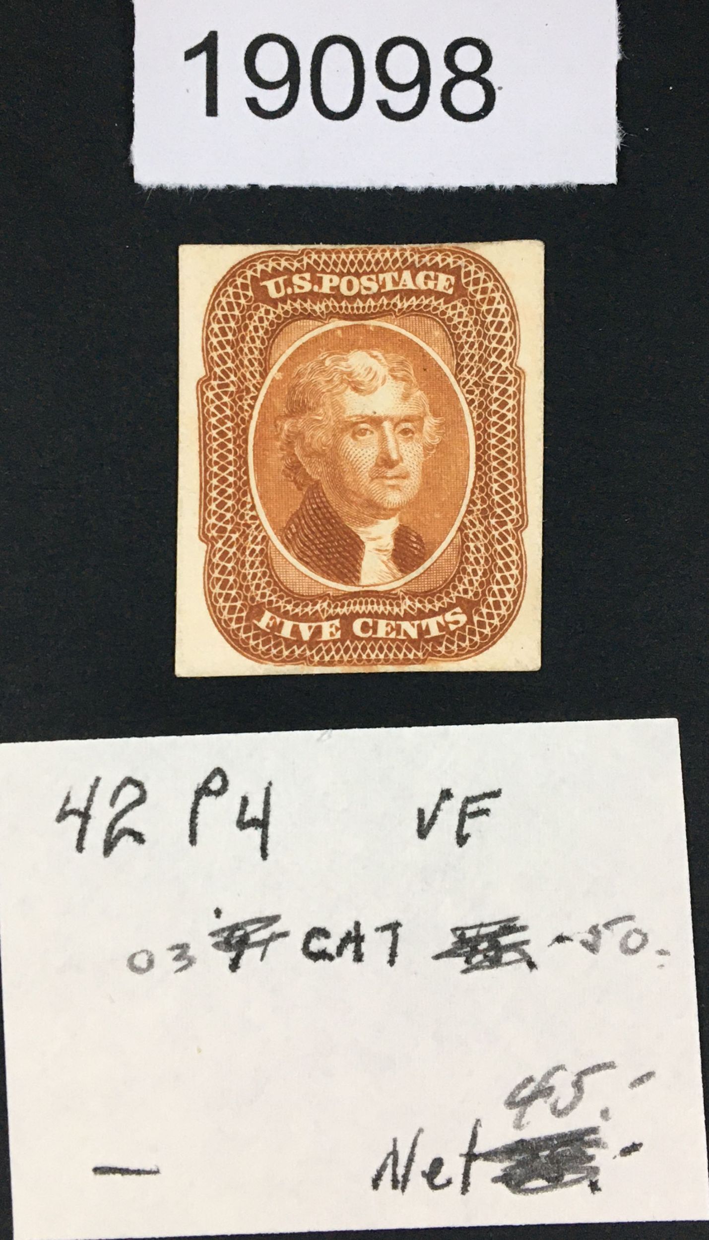 US Stamps # 42p4 Proof on Card LOT #19098 | United States, Back of Book ...