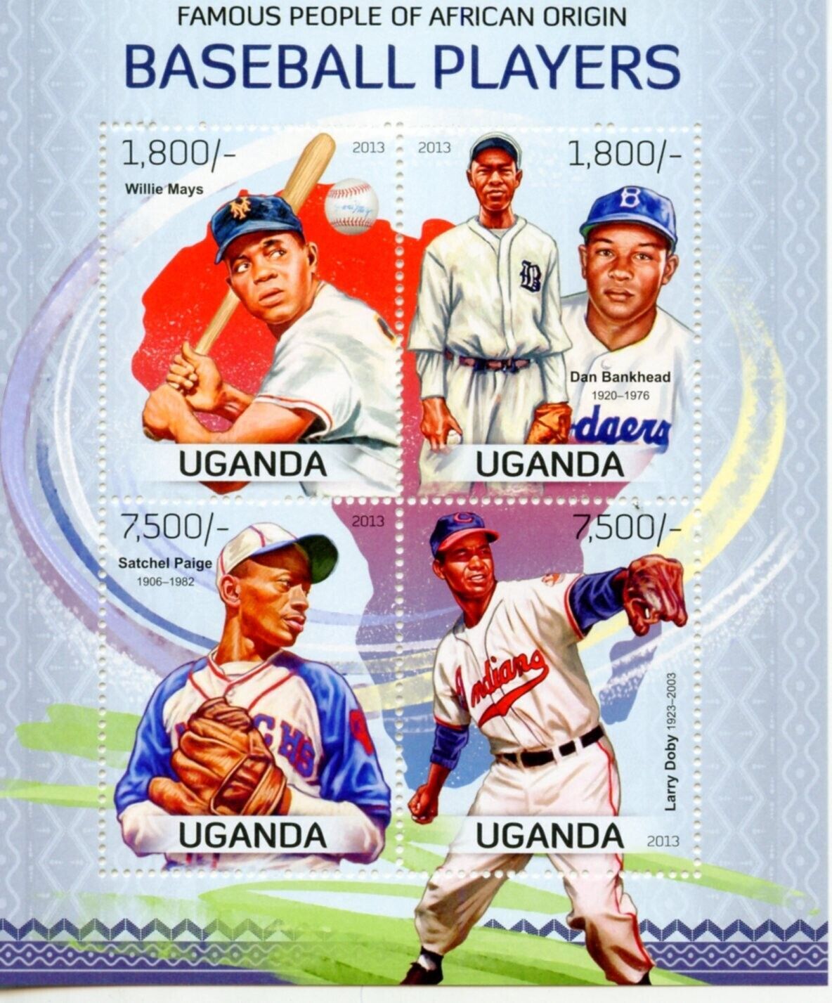 Close OUT Uganda 2013 Afro-American Famous Baseball Players Sheet & S/S ...