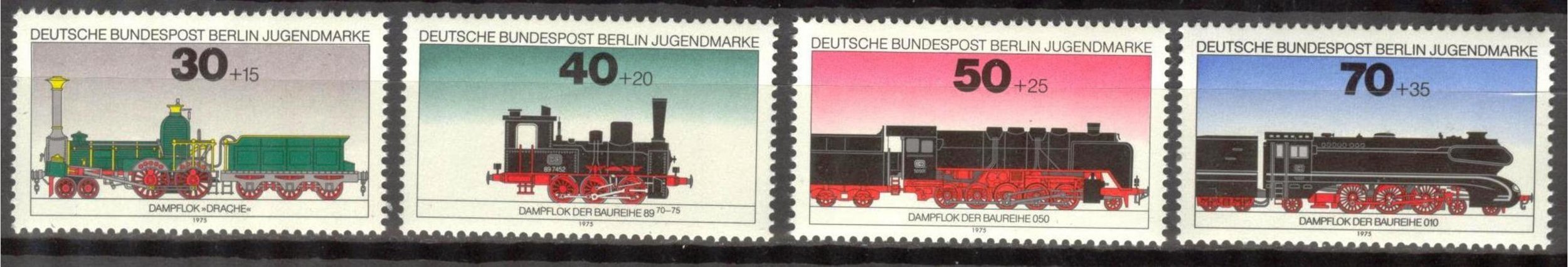 Berlin Germany 1975 Trains Locomotives set of 4 MNH | Europe - Germany ...