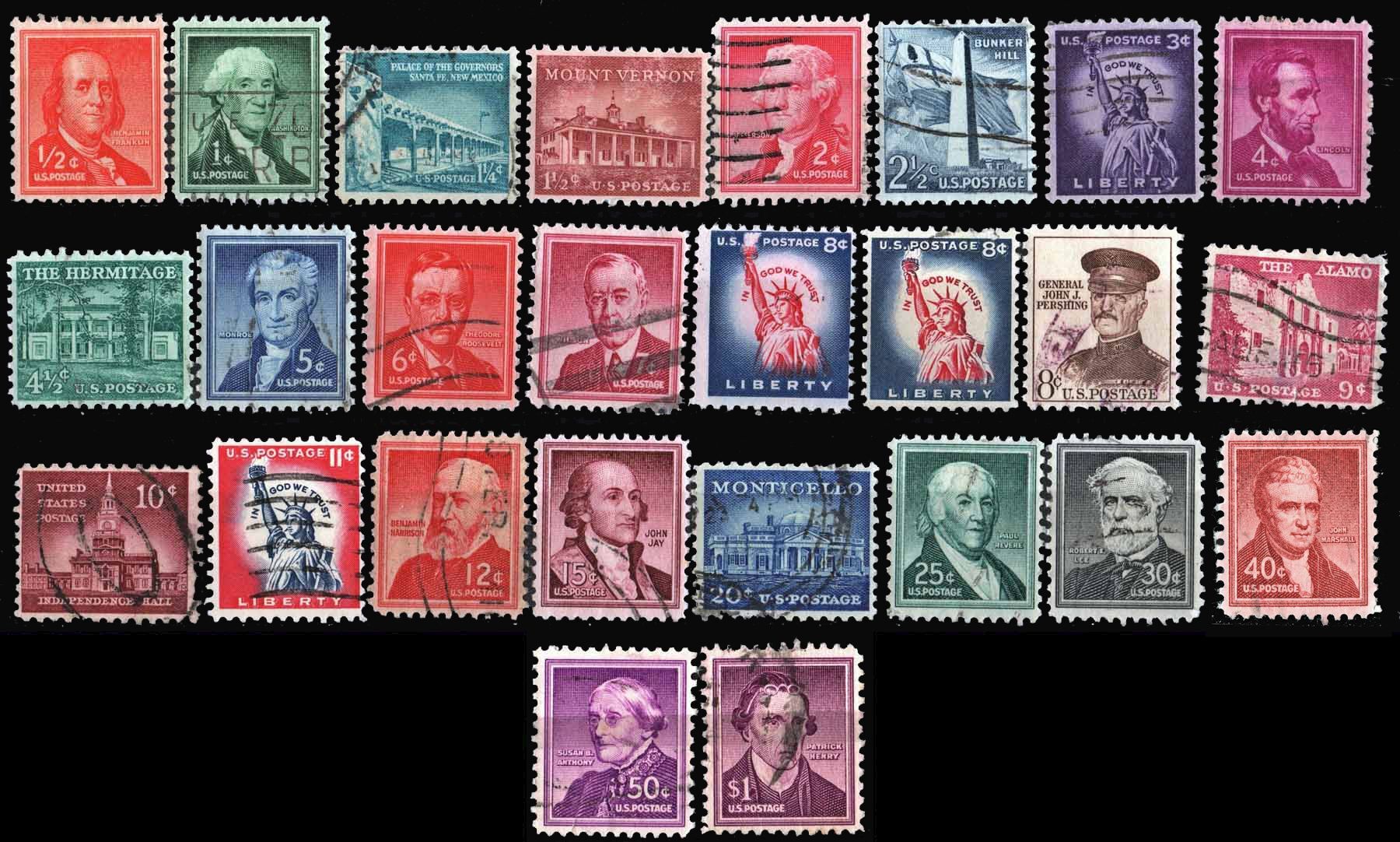 SC#1030-52 Liberty Series Singles (1954-68) Used | United States ...