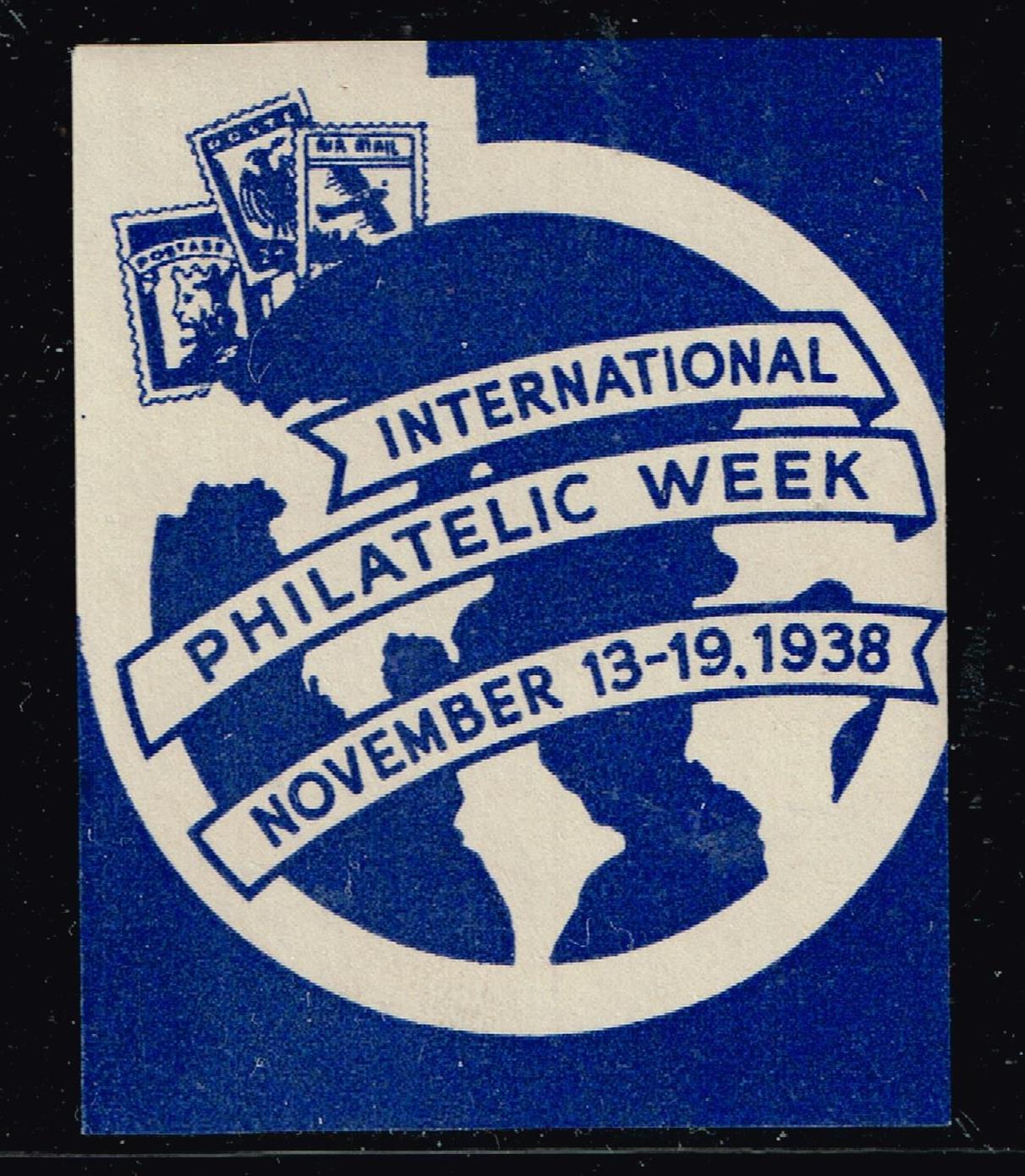 US STAMP 1938 INTERNATIONAL PHILATELIC WEEK POSTER STAMP / HipStamp