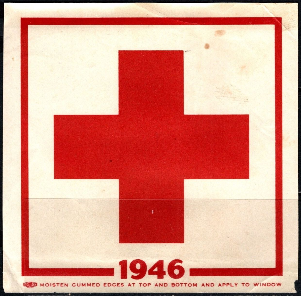 1946 US Poster Stamp Large Red Cross Window Decal (Original Gum Strips ...