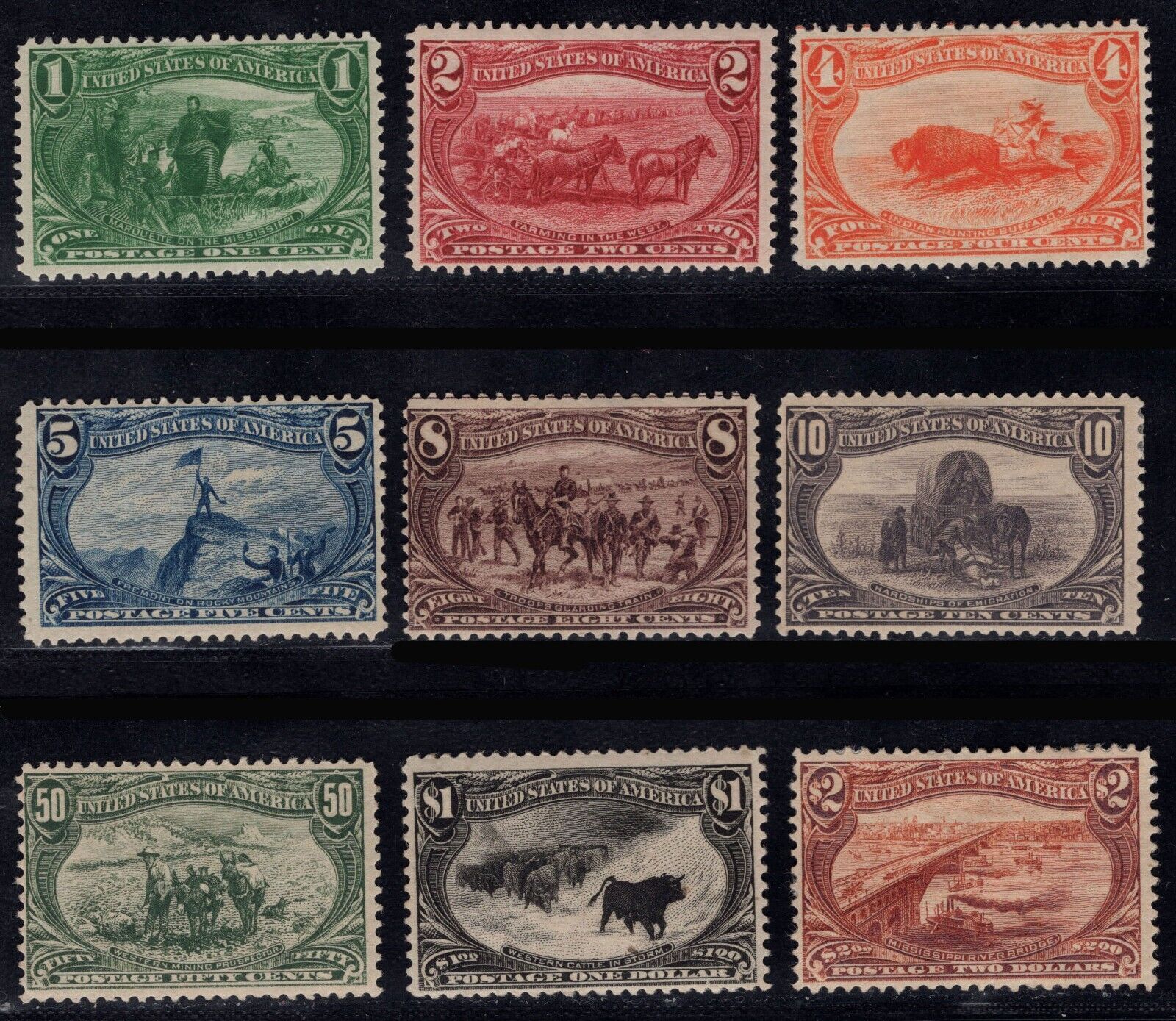 US Stamps #285-293 Trans-Miss Complete SET Mint OG H LOT #85243 ...