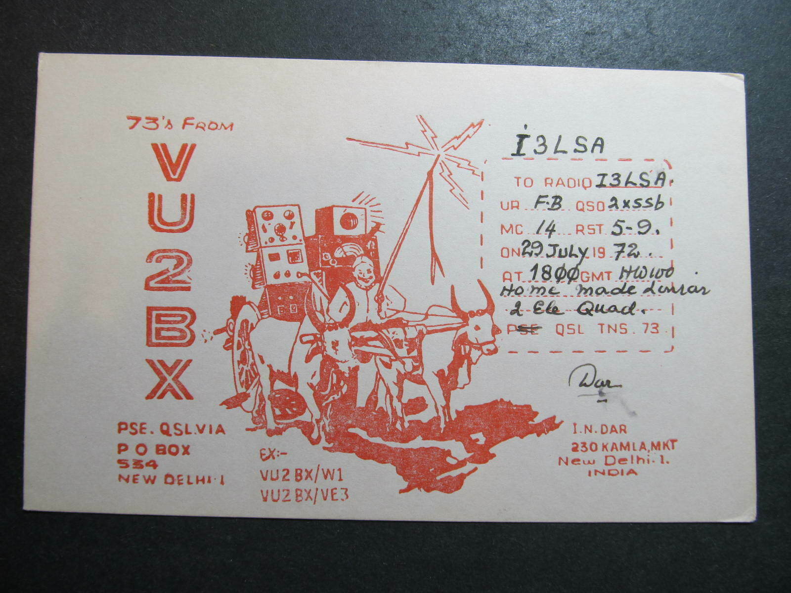 10213 Amateur Radio QSL Card NEW DELHI INDIA- | Asia - India, General ...