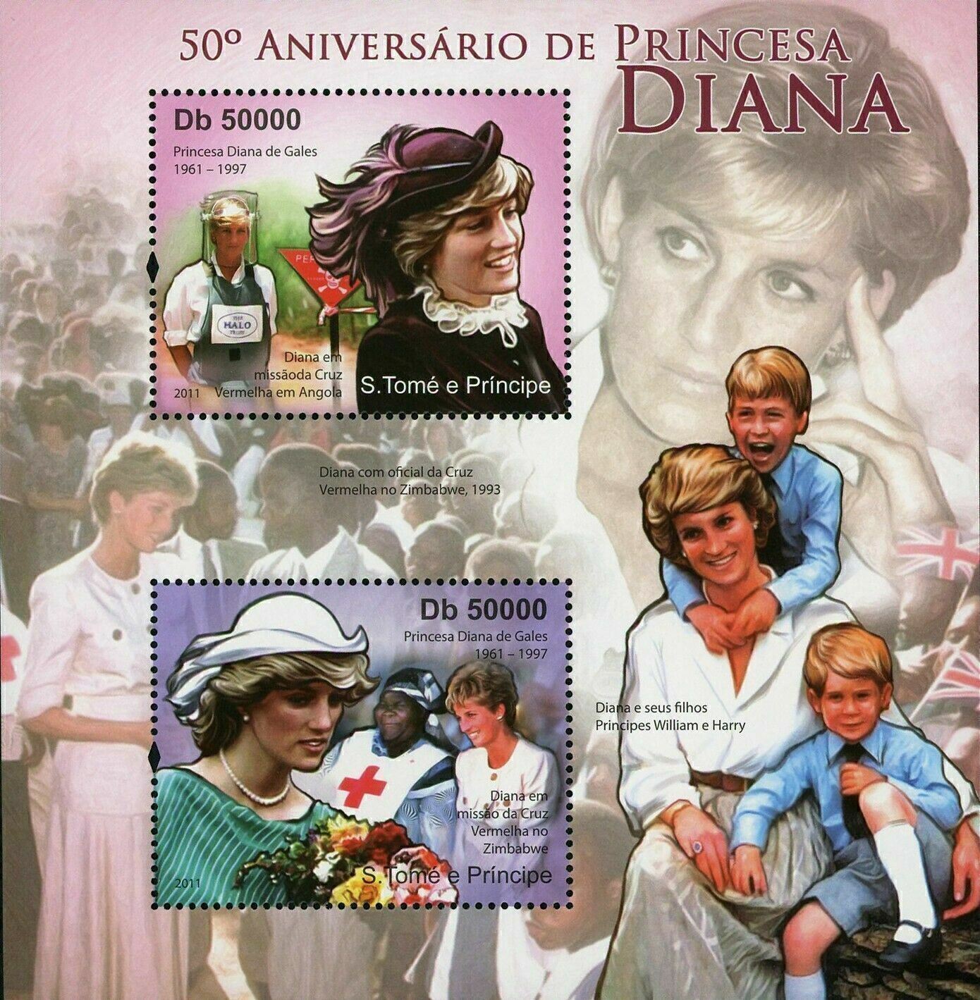 Princess Diana Stamp Royal Family Historica Figure Red Cross S/S MNH ...