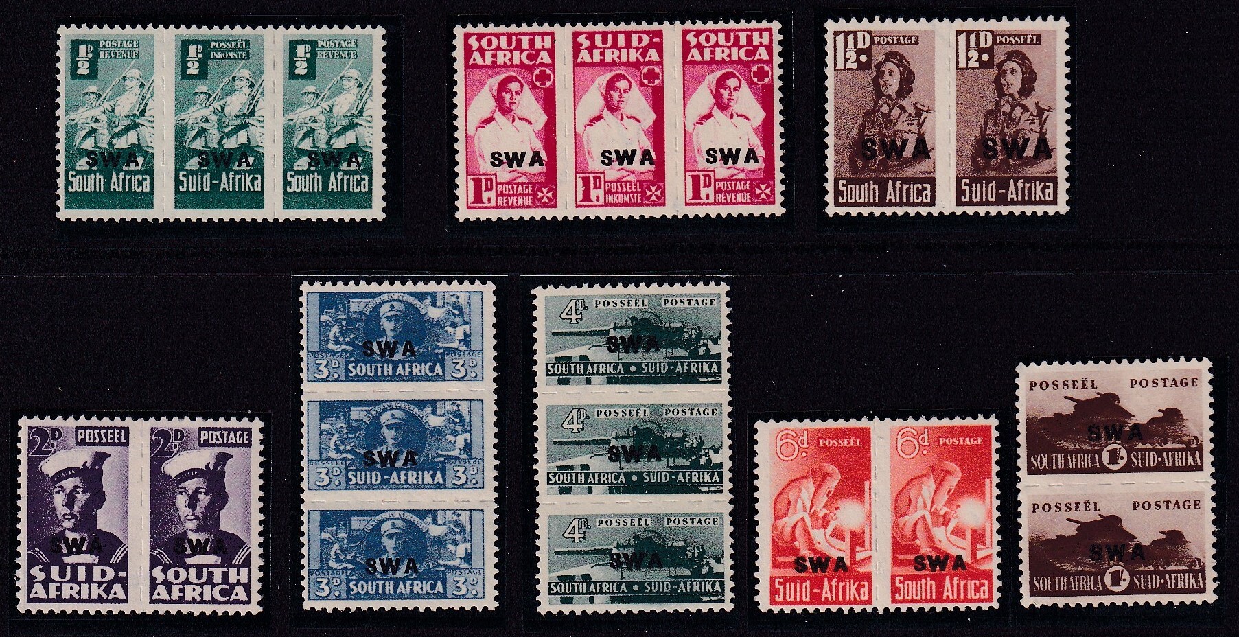 South West Africa SWA 1942-1945 - War Effort Reduced sizes MLH set ...