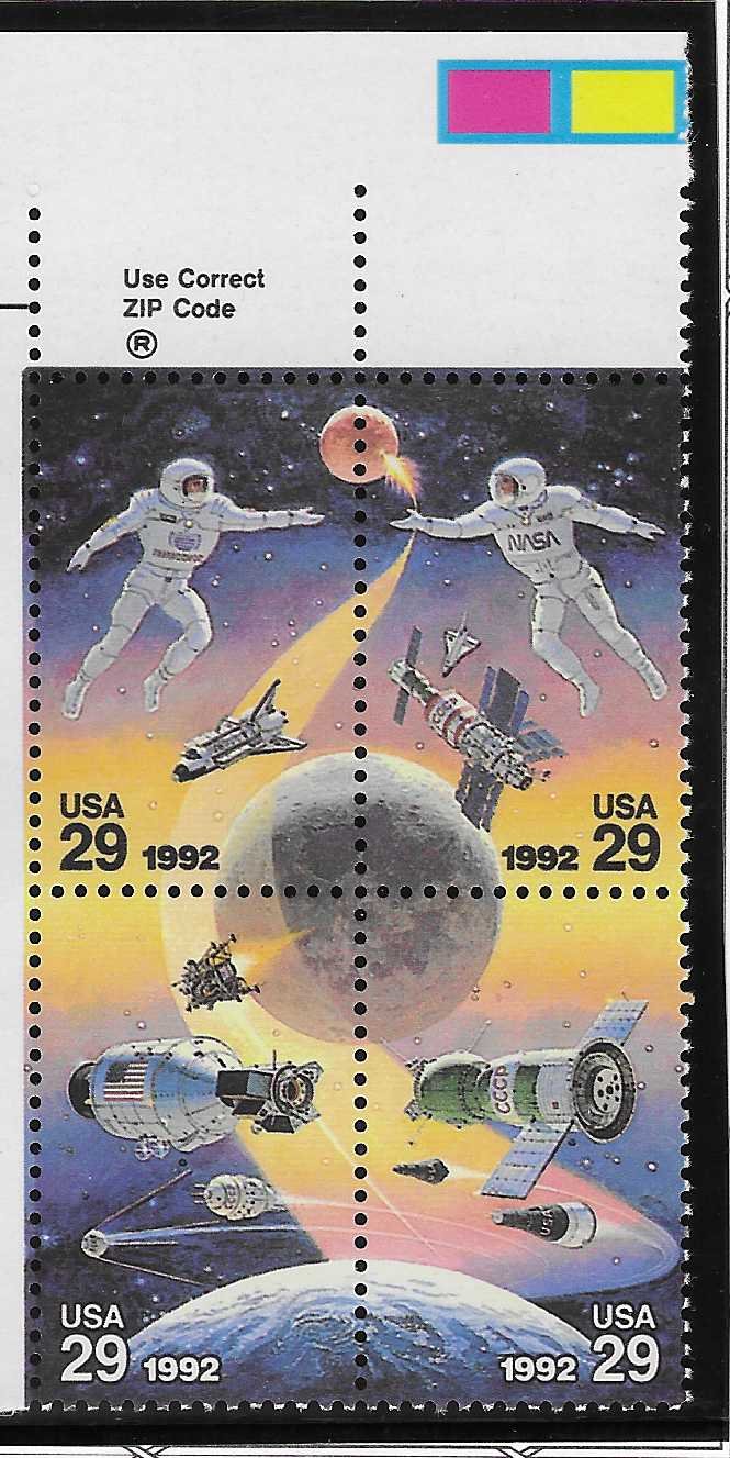 US# 2631-2634a 29c "Space Accomplishments" zip Block of 4 CV $2.50 ...