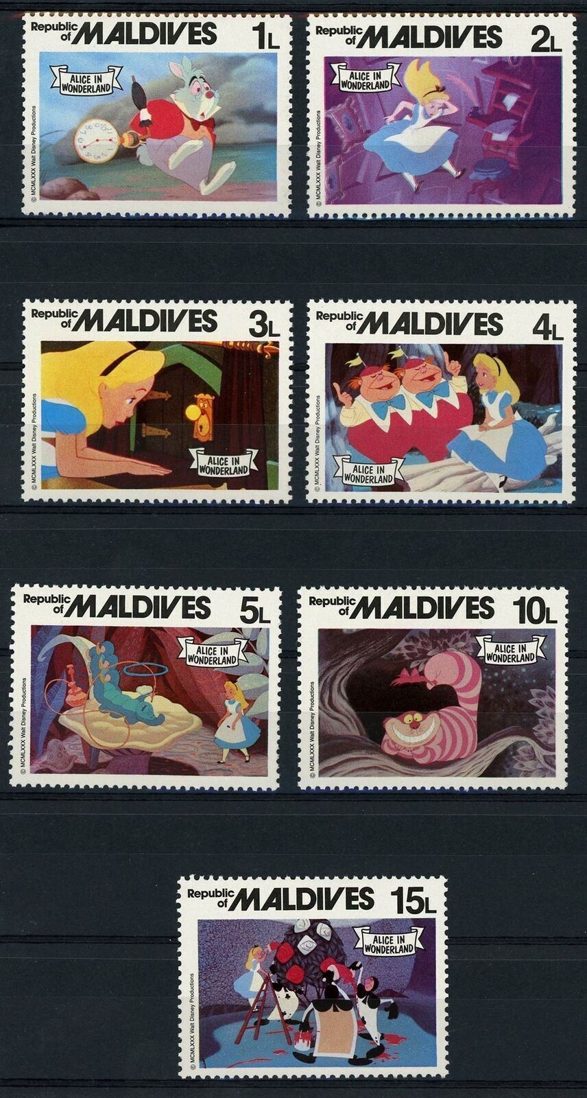 Disney Stamp Alice in Wonderland Cartoon Animation Serie Set of 7 ...