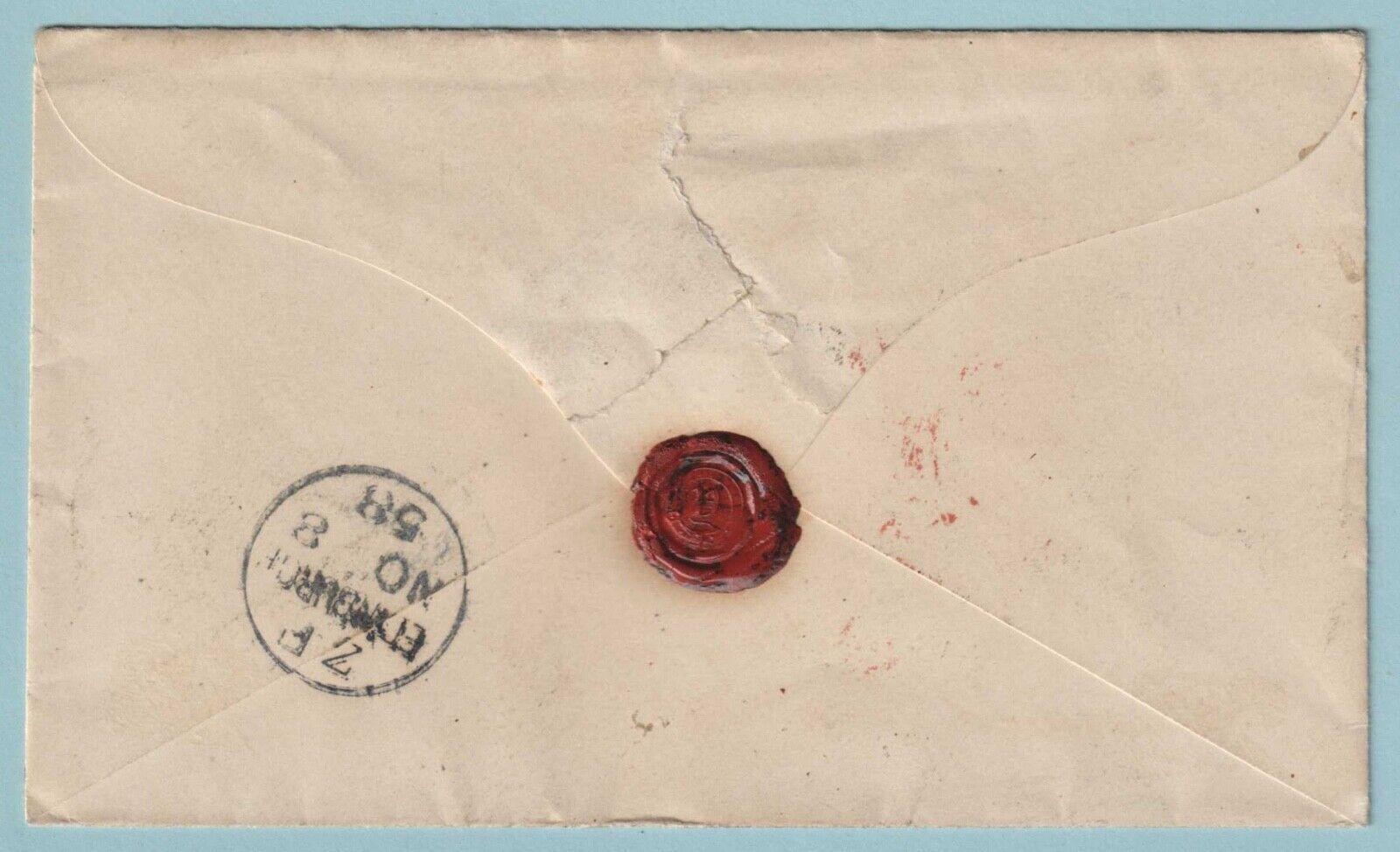 Stampless Letter Packet Letter Steamer "Africa" 1858 to Edenburgh ...