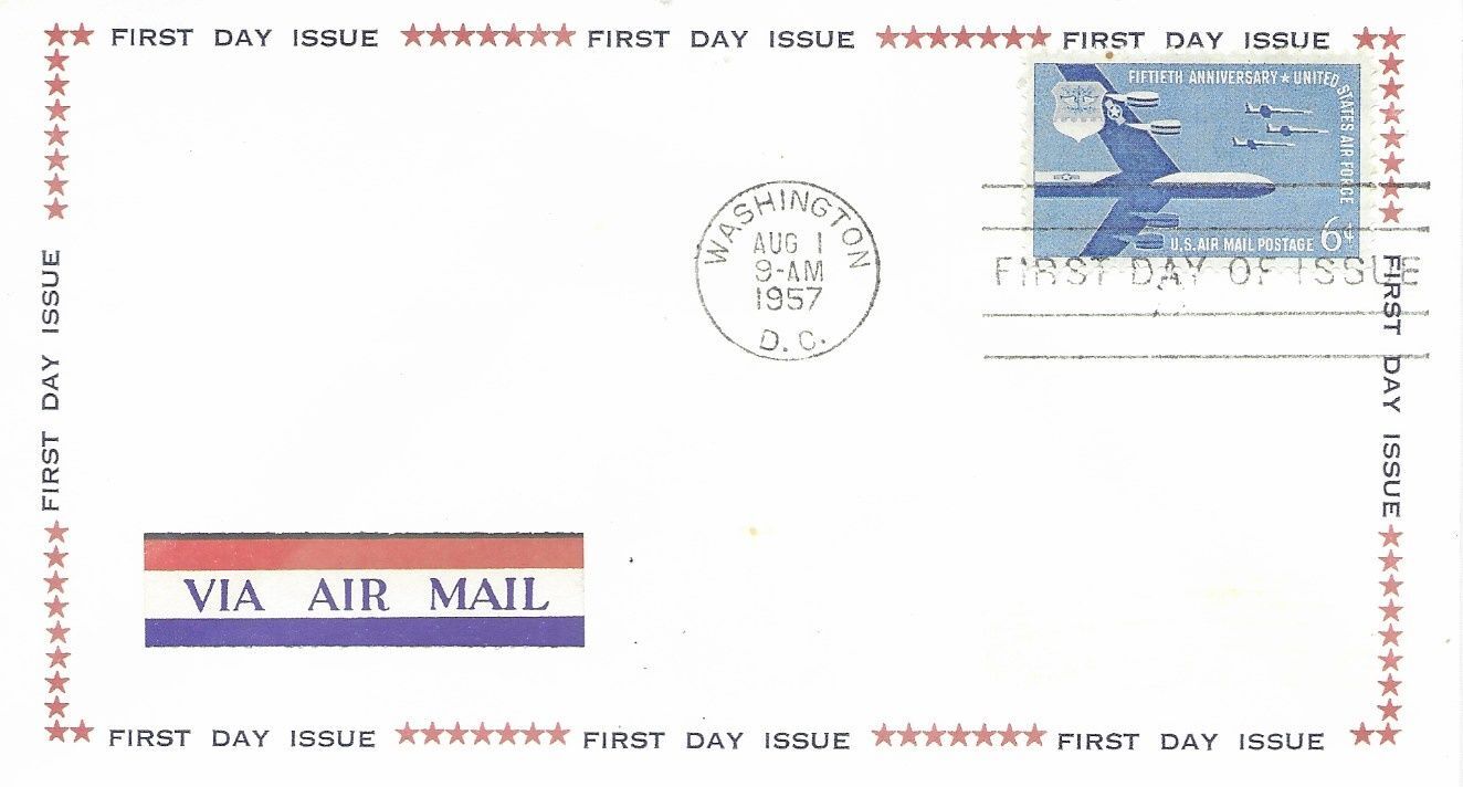 1957 Air Mail FDC, #C49, 6c Air Force, general purpose | United States ...