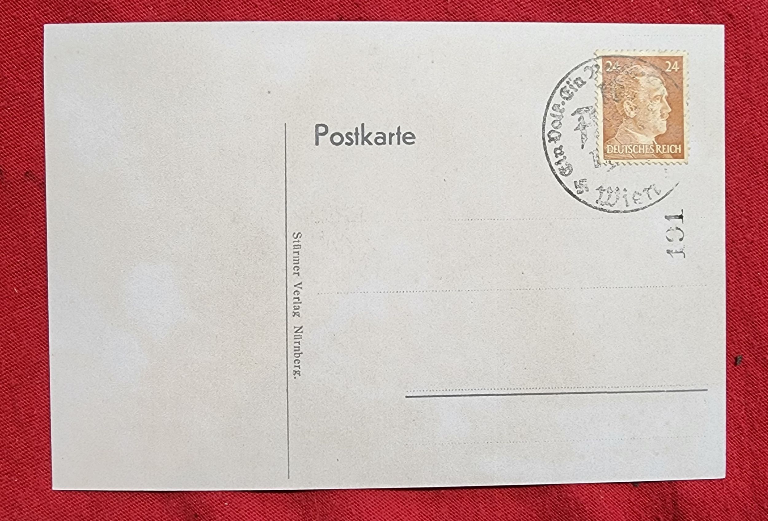 Nazi Germany Propaganda postcard Adolf Hitler w flag Third Reich WWII ...