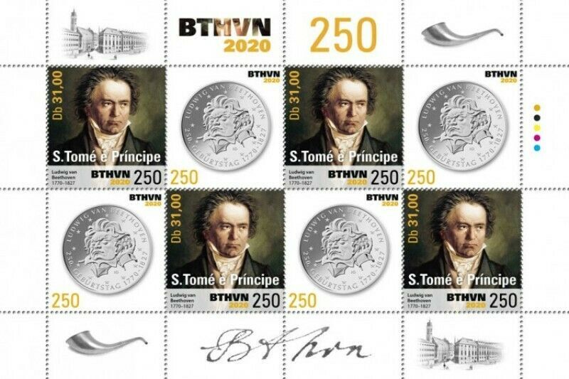 St Thomas - 2020 Ludwig van Beethoven - 8 Stamp Sheet - ST200518a ...