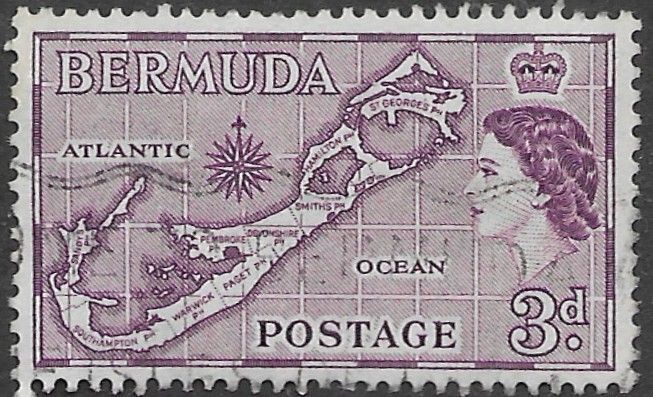 Bermuda # 148 QE II Definitive - 3d Map (1) VF Used | Caribbean - Bermuda, General Issue Stamp ...